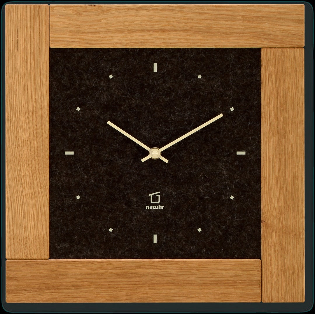 Natuhr Wall Clock Room Felt Clock With Frame Made of Oak Wood for ...