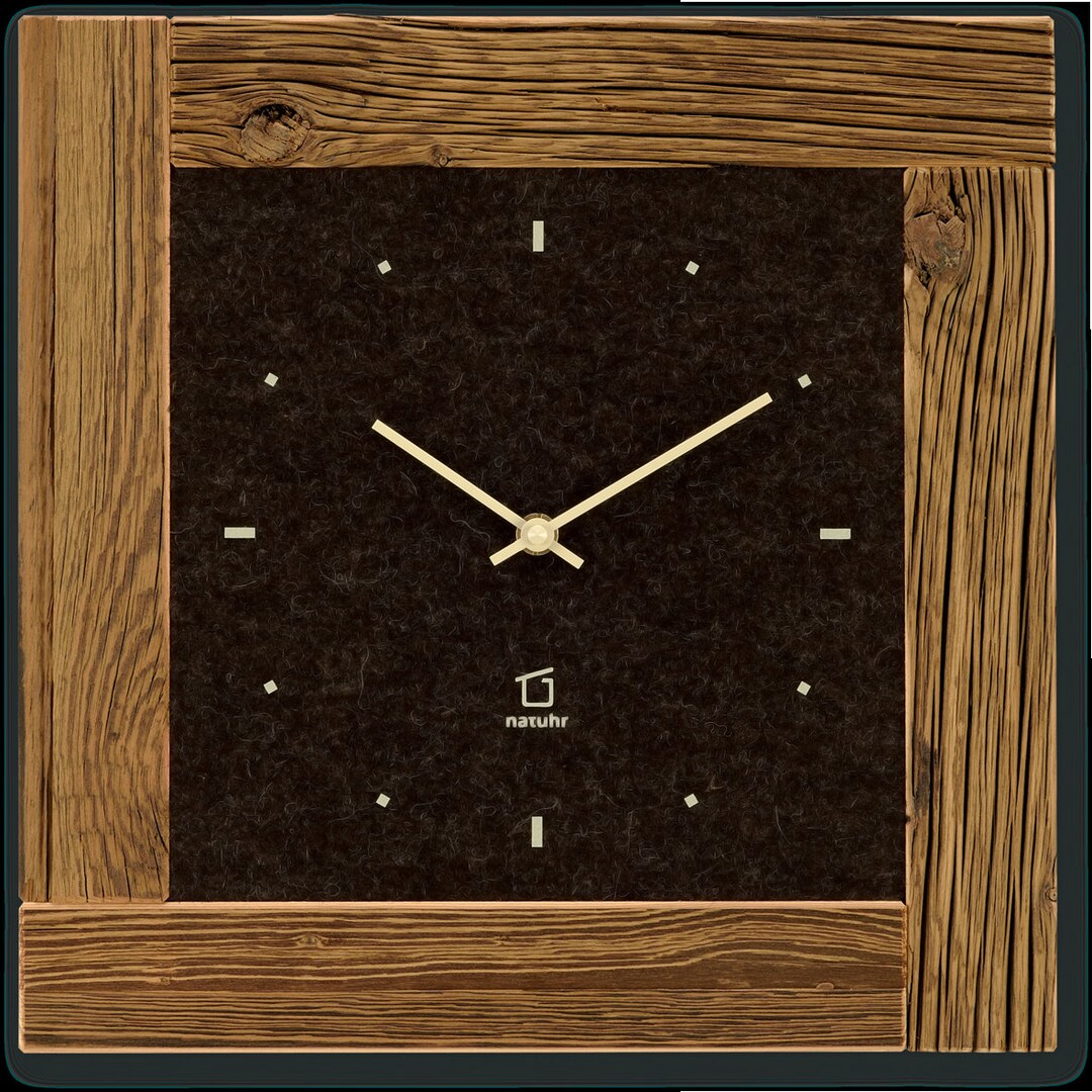 Natuhr Wall Clock Barn Felt Clock With a Frame Made of Old Spruce Wood ...