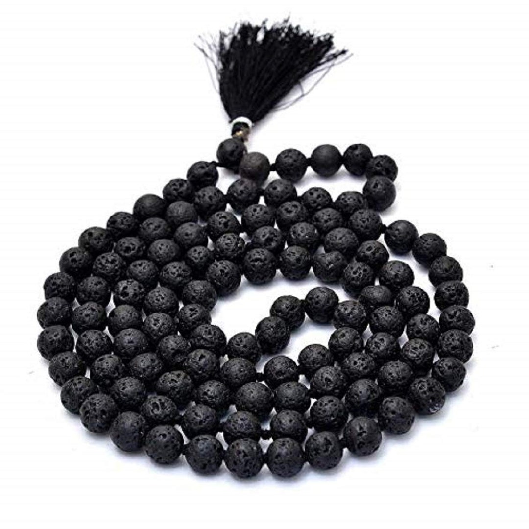 Lava Stone Mala Necklace Lava Stone Necklace knotted Lava - Etsy