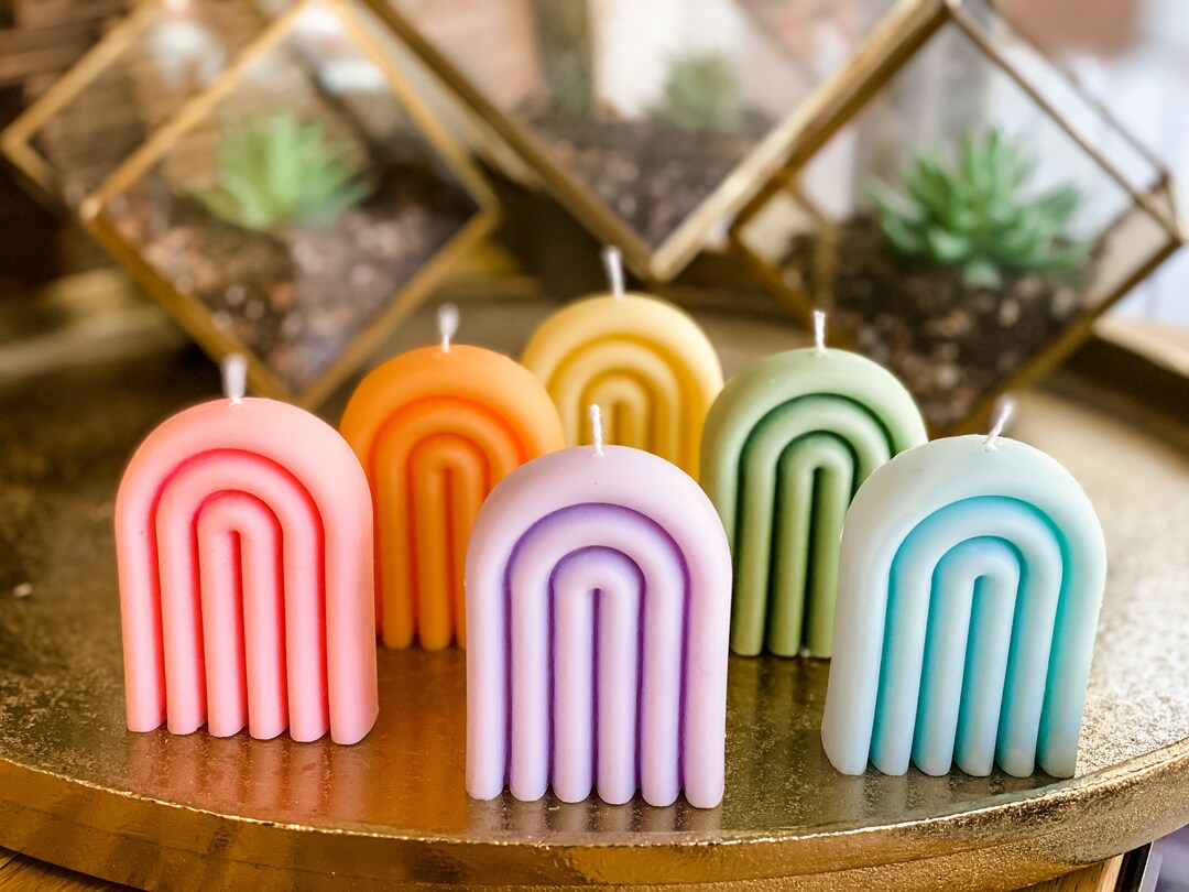 Rainbow Arch Candle - Rainbow Pastel Colors - Pink - Orange - Yellow ...
