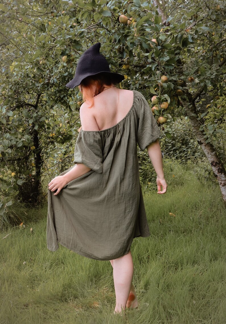 Shift Dress With Optional Lace up Corset Belt Cotton Muslin Green Blue ...