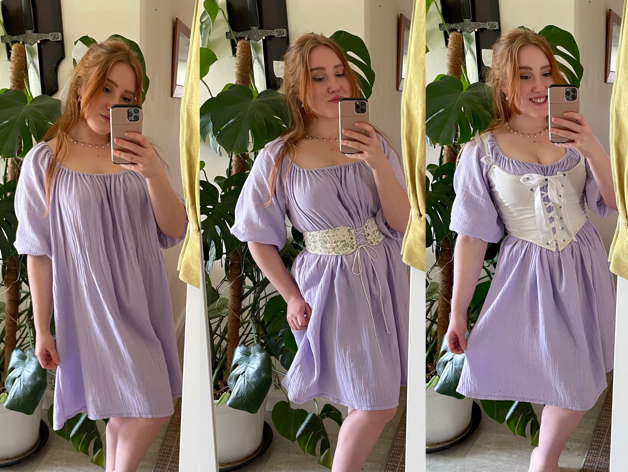 Comfortable Shift Dress for Layering Cotton Muslin Cream Black Green ...