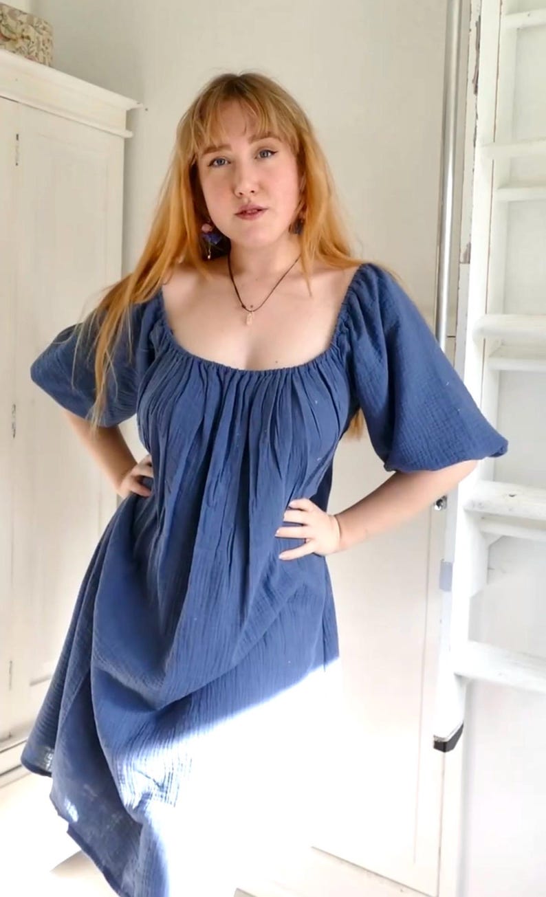 Comfortable Shift Dress for Layering - Cotton Muslin - Cream Black ...