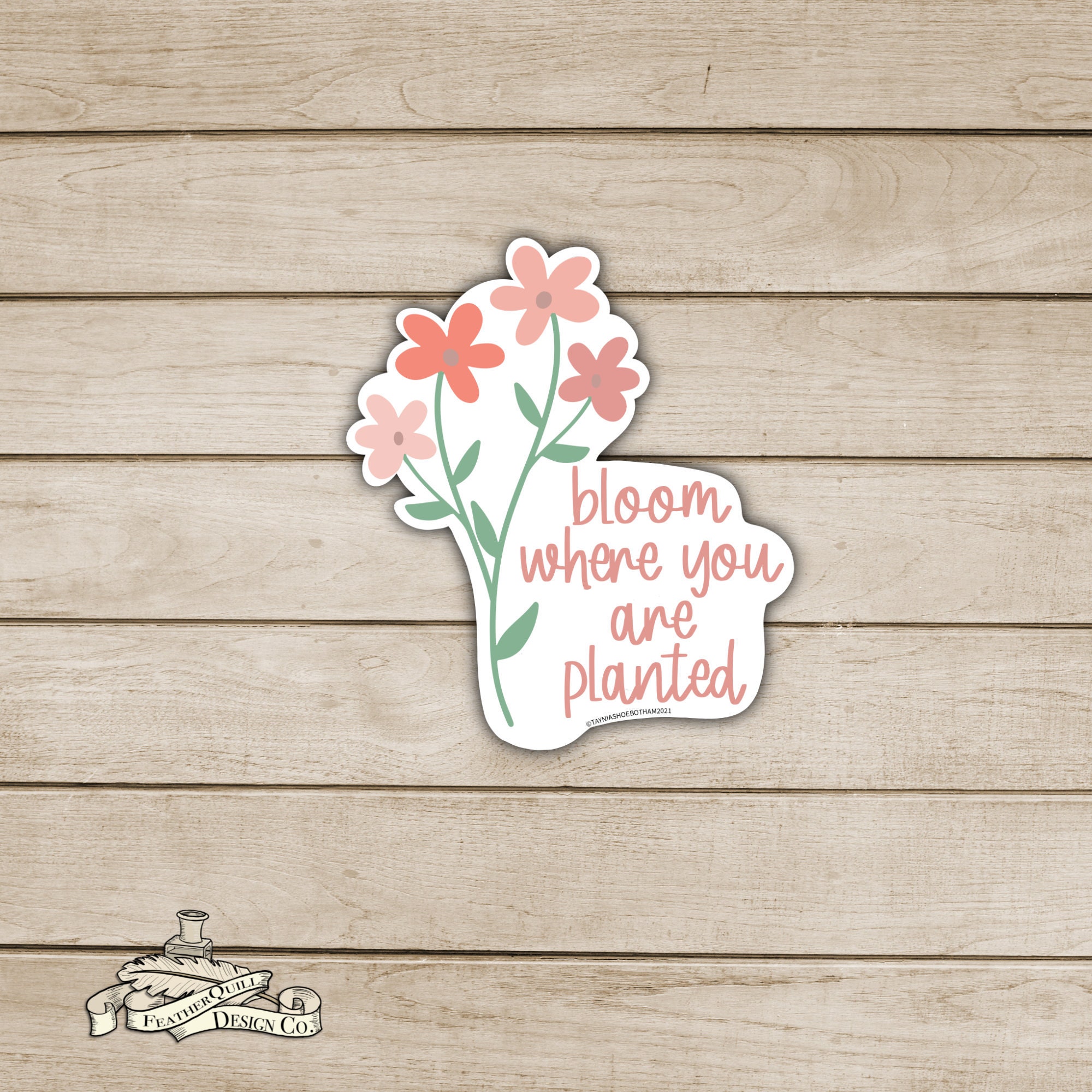 Paper & Party Supplies Positive Quotes 3 Vinyl Sticker Bloom Where You ...