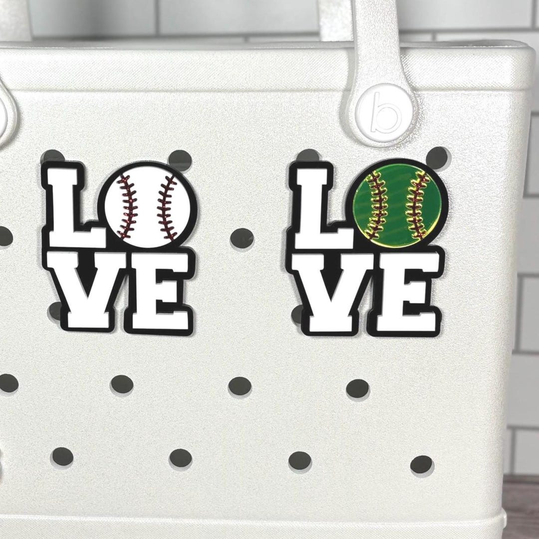 Bogg Bag Charm Baseball Softball Sports Bag Bitt for Tote Bags Beach ...