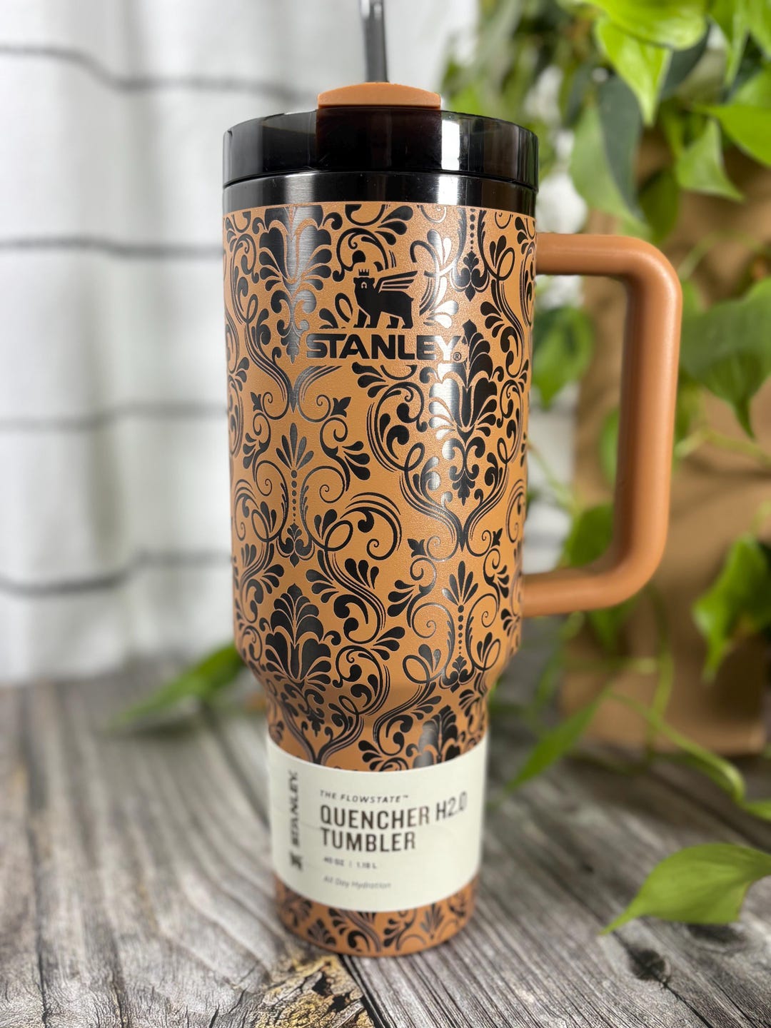 40oz Custom Stanley Tumbler Gothic Damask Elegant Laser Engraved Etched ...