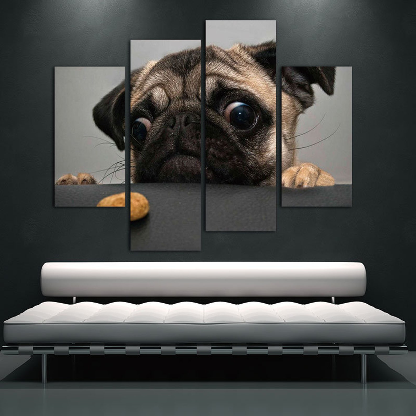 Pug 4 Pieces Poster 3d Printed Poster Custom Size Gift Silk Post Home ...