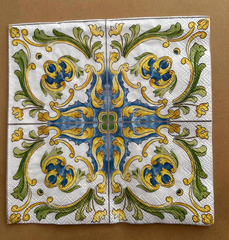 Inspired by Vintage Spanish Tiles - Vibrant Colors for Decoupage or ...