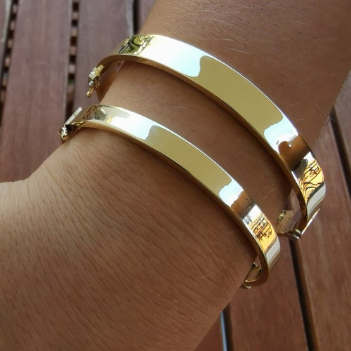 Bangle Bracelet 14K Solid Gold Hinged Bangle Bracelet for - Etsy