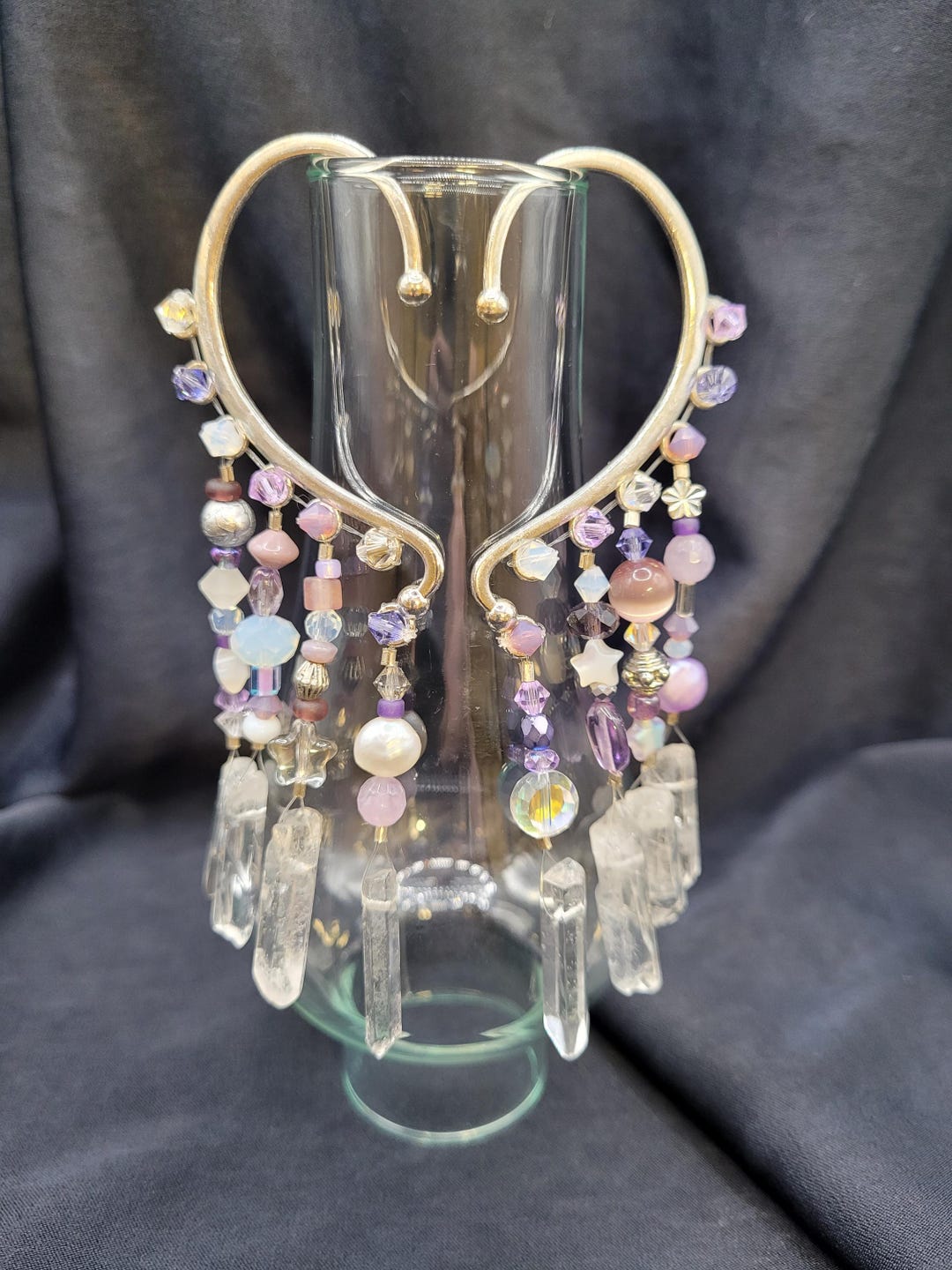 Frosted Lavender Dangle Ear Cuffs Quartz Crystals, Fae Ball, Everyday ...