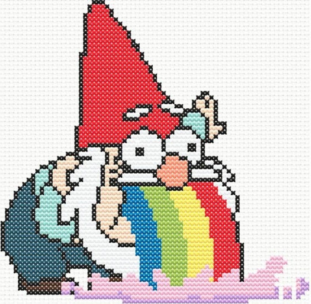 Barfing Rainbow Gnome Meme Cross Stitch and Diamond Art Painting ...