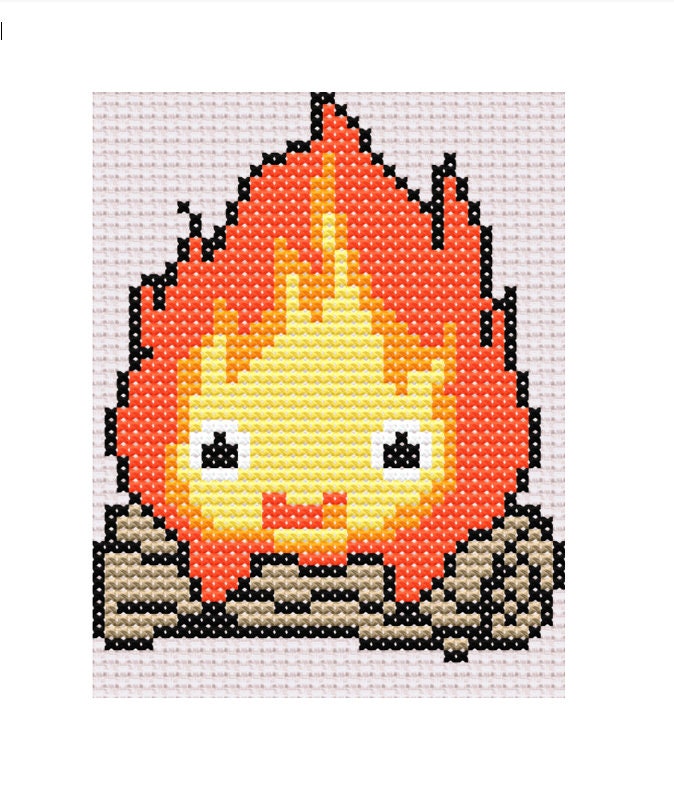 Calcifer Cross Stitch and Diamond Art Painting Pattern - Etsy