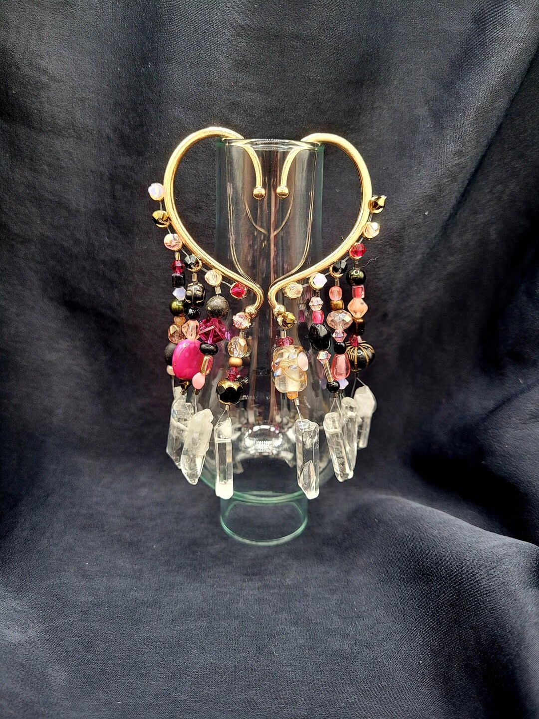 Edgy Princess Dangle Ear Cuffs, Quartz Crystals, Fae Ball, Everyday ...