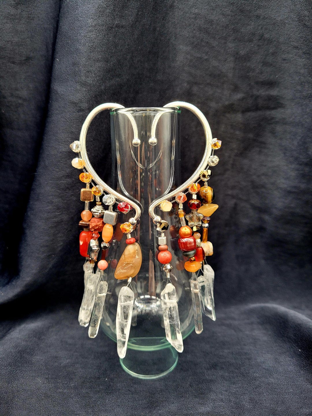 Agate Dangle Ear Cuffs, Quartz Crystals, Fae Ball, Everyday Jewelry ...