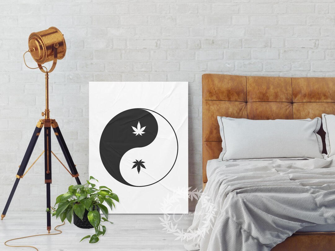 Yin Yang Hemp Leaf Poster, Digital Art Print, Printable Wall Art ...