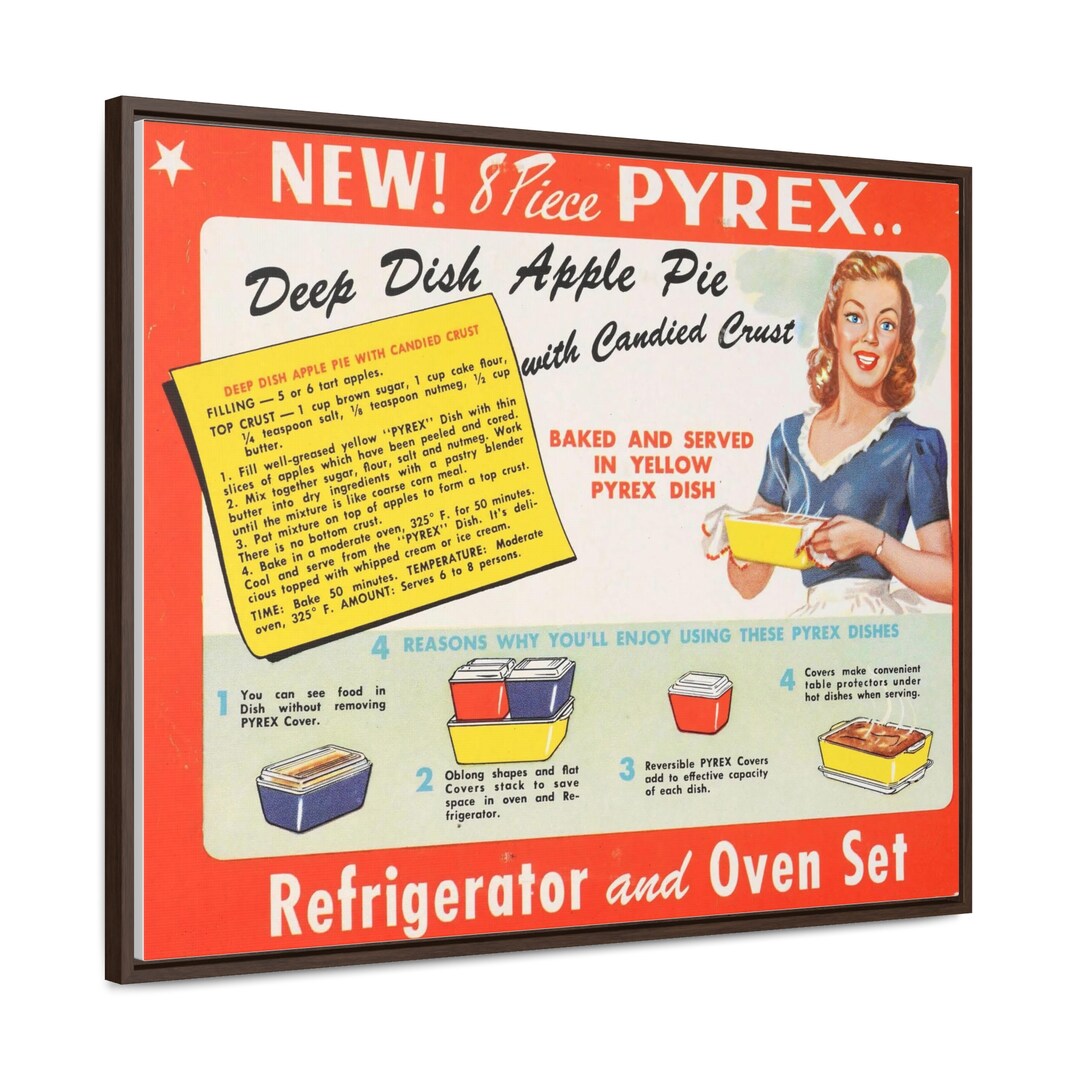 Vintage Pyrex 8-piece Set Ad Canvas Print - Retro Kitchenware Collector ...