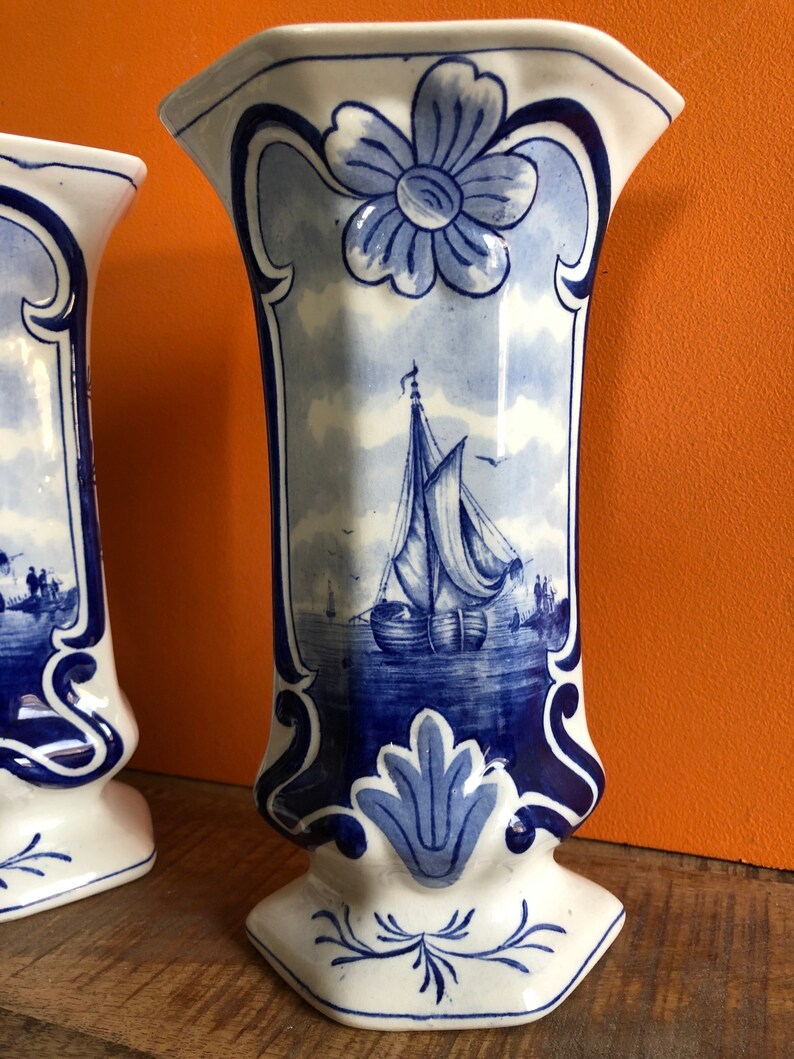 2x Delfts Blauw Delft Pottery Delft Ware Porcelain Vase Made | Etsy