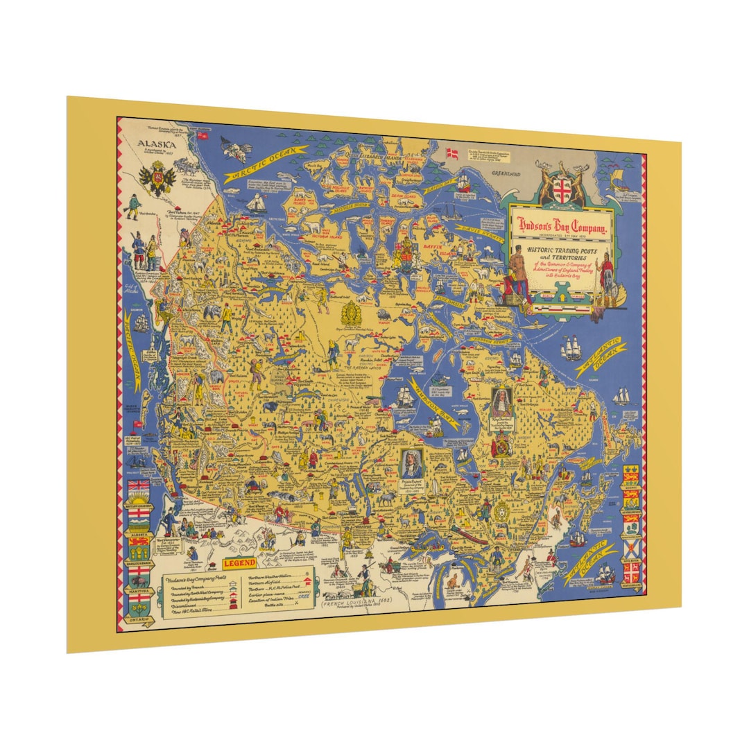 Hudson's Bay Company Map Print | Historic Trading Posts of Canada & Arctic | Fine Art, Semi ...