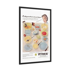 Retro Colored Pyrex Ad Poster - Vintage Kitchenware Print, Mid-century ...