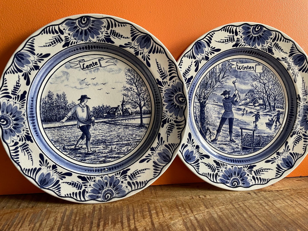 2x Netherland Holland Porcelain Flo Blue Plates Netherlands Gifts Blauw ...