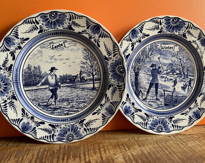 2x Netherland Holland Porcelain Flo Blue Plates Netherlands Gifts Blauw ...