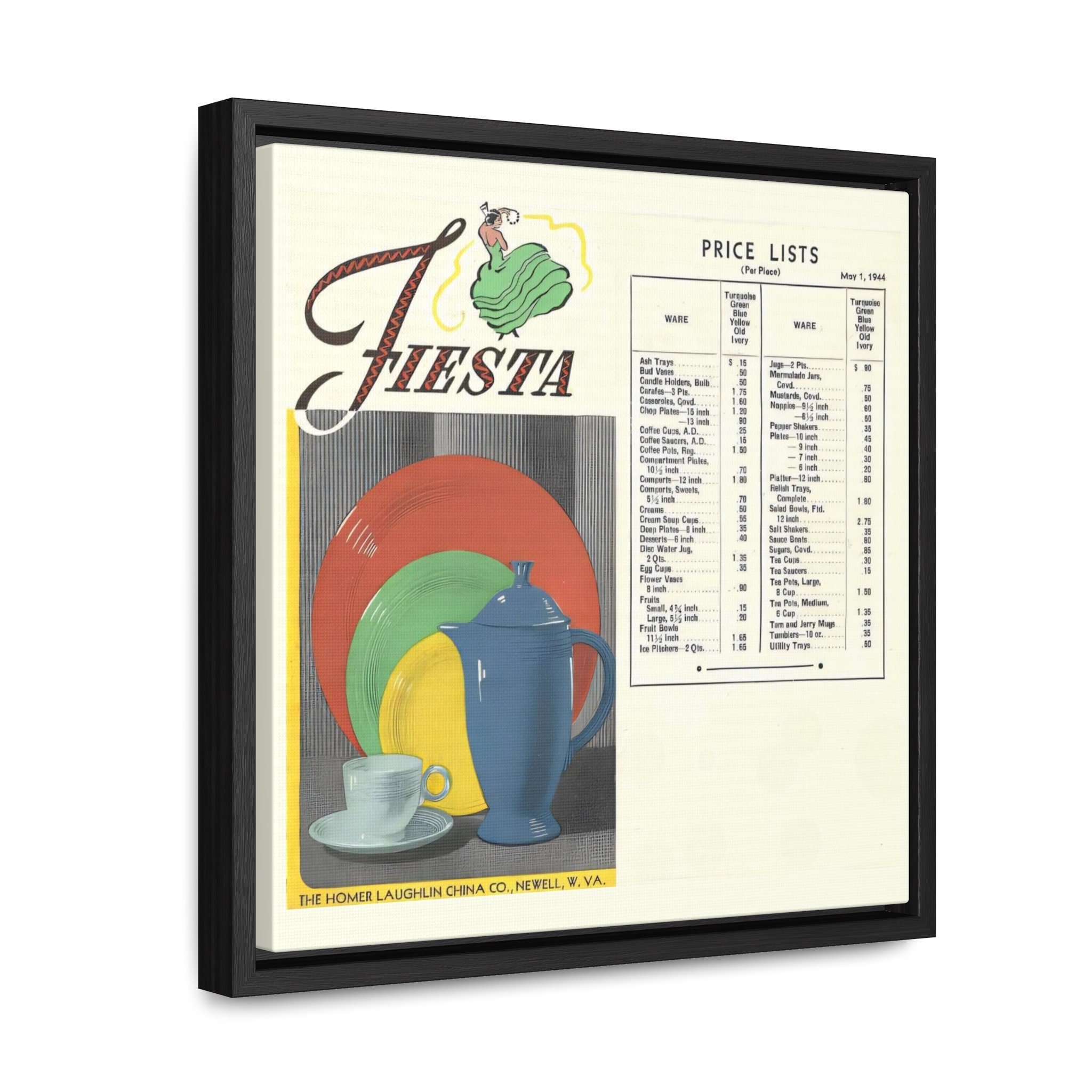Homer Laughlin Fiestaware - 1944 Fiesta Ware Price List Reproduction on ...