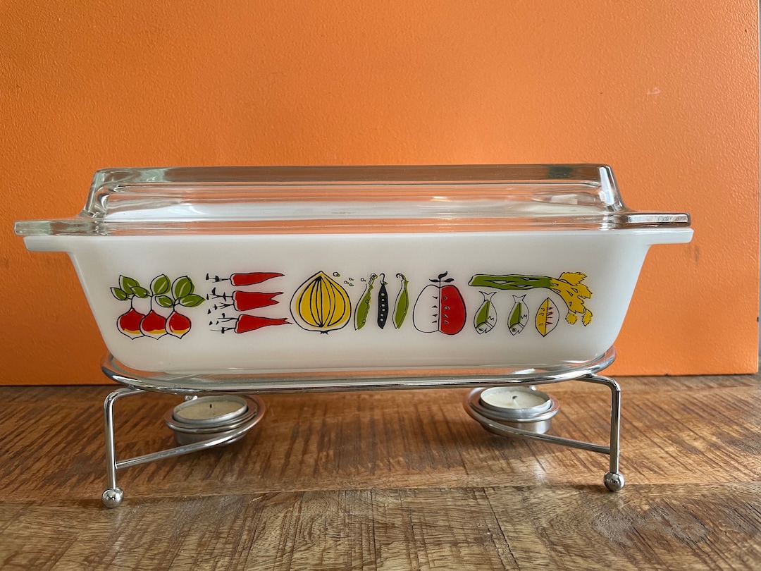 Rare JAJ Pyrex Harvest Casserole – Vintage Space Saver Bowl With Metal ...