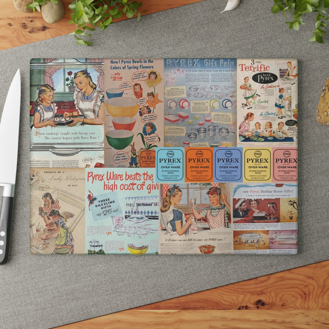 Vintage Pyrex Inspired Glass Cutting Board - Etsy