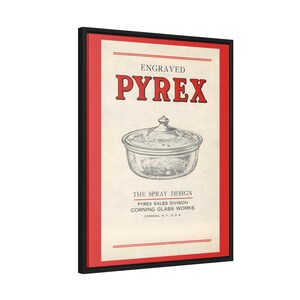 Engraved Pyrex Poster Gallery Framed Canvas Wraps. Corning Glass Works ...