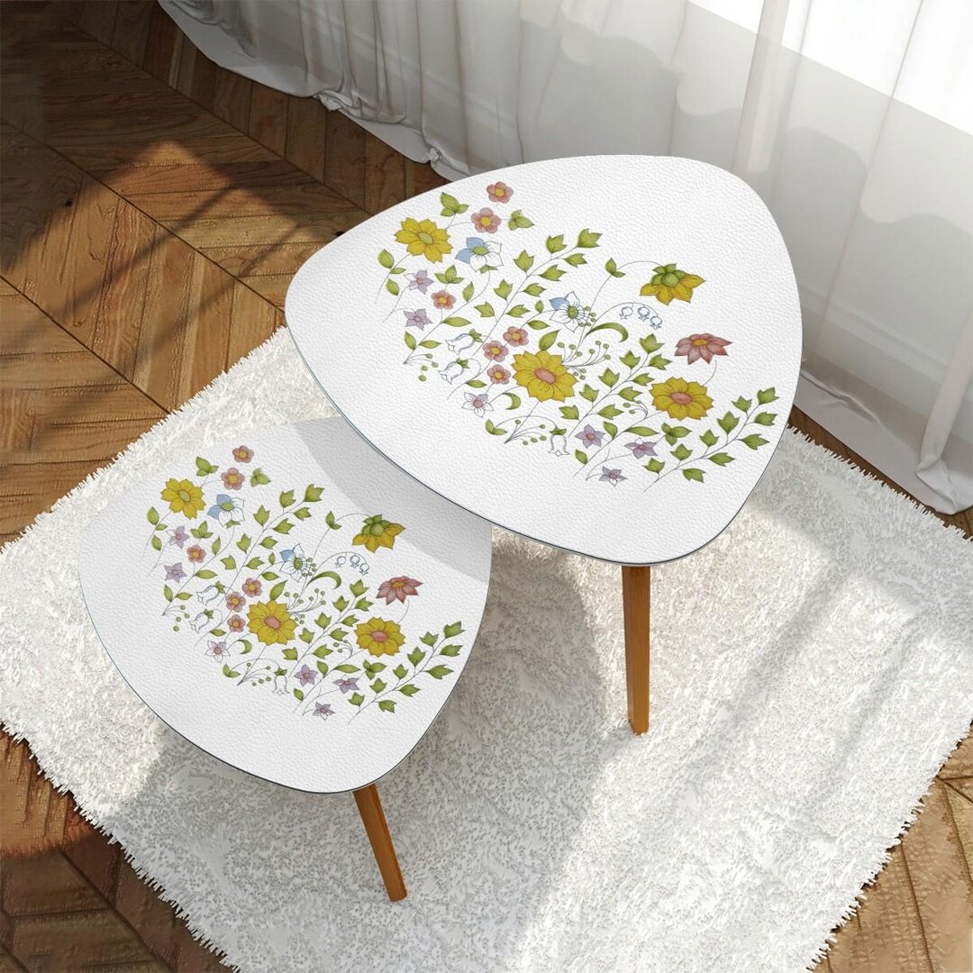 Vintage Corelle Meadow Nesting Tables – Floral Accent Table Set (made ...