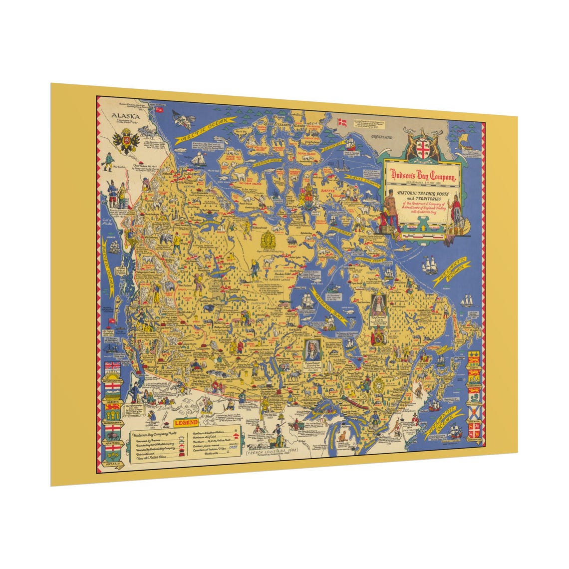 Hudson's Bay Company Map Print | Historic Canada & Arctic Trading Posts ...