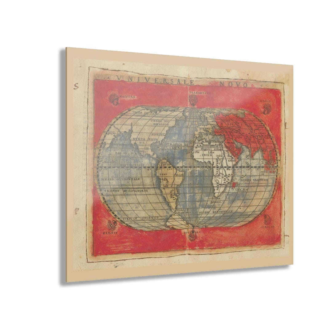 1548 Giacomo Gastaldi World Map Acrylic Print | Italian Renaissance ...