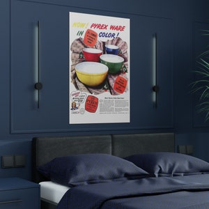 Iconic Pyrex Primary Colors Bowls Vintage Ad Poster Repro A Collector's ...