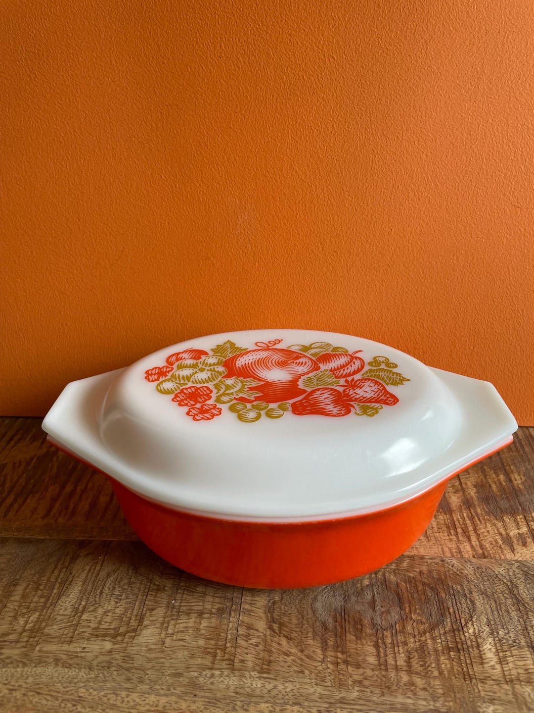 Rare Pyrex Orange Fiesta Casserole With Lid - 1.5 Quart Oval Dish ...
