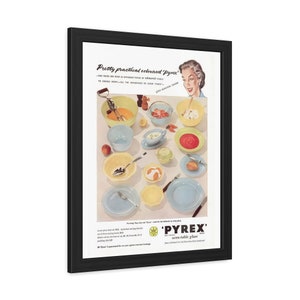 Retro Colored Pyrex Ad Poster - Vintage Kitchenware Print, Mid-century ...