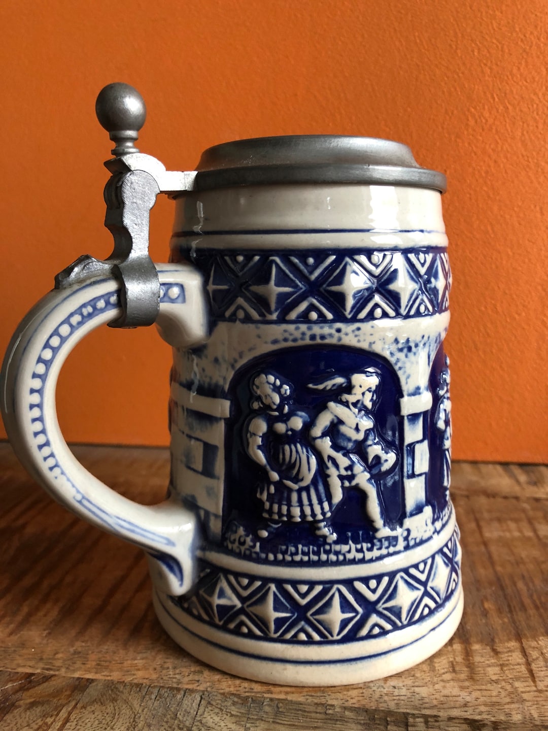 German Beer Stein Mug Original Gerz Beer Stein Beer Mug Zinn Lidded ...