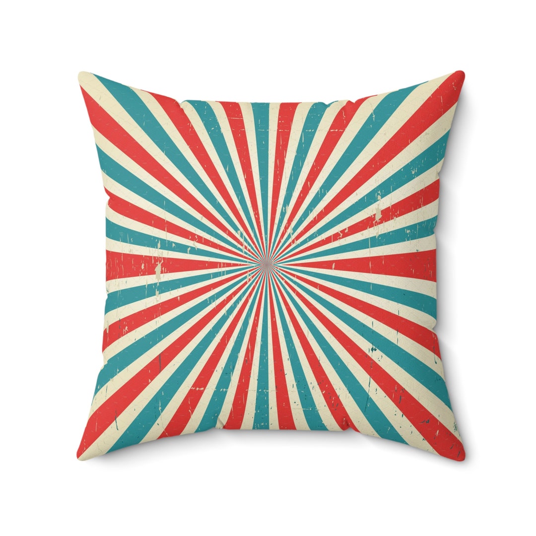 Mid Century Modern Pillow Red and Blue Psychedelic 70s Color Mid ...