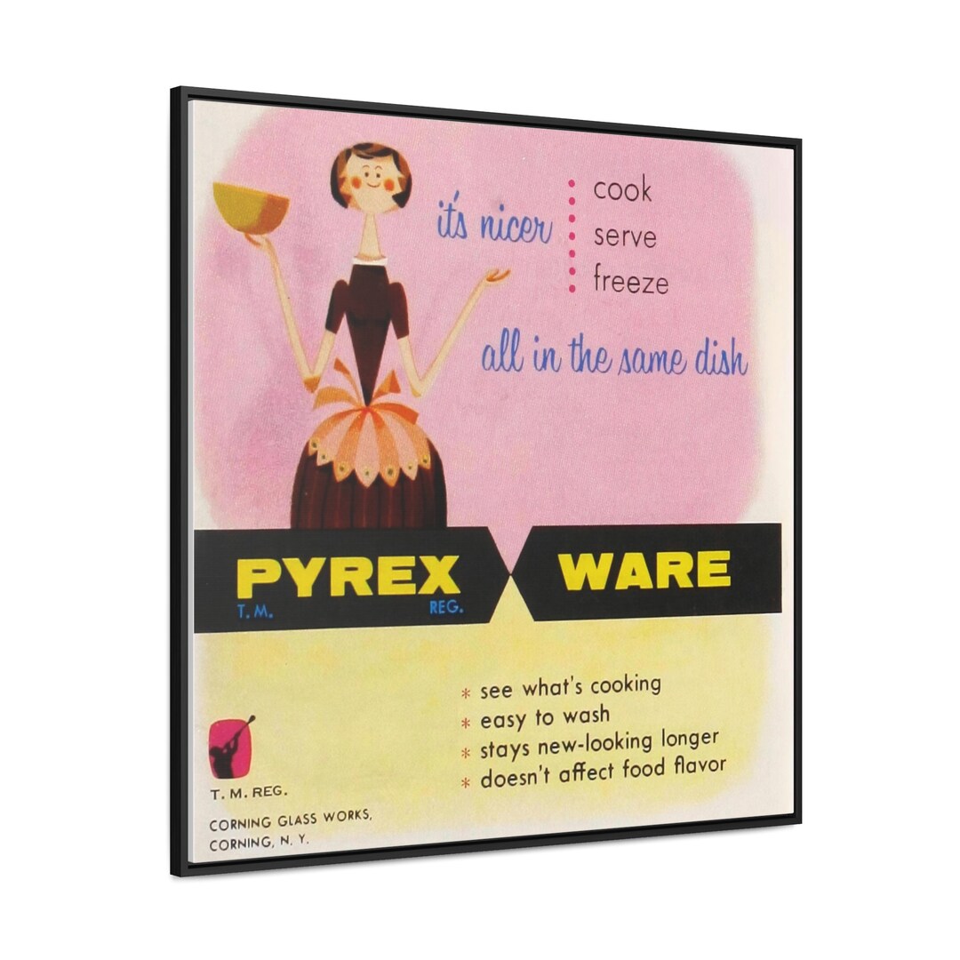 Retro Pyrex Kitchenware Canvas Print | Vintage Culinary Wall Art | Mid ...
