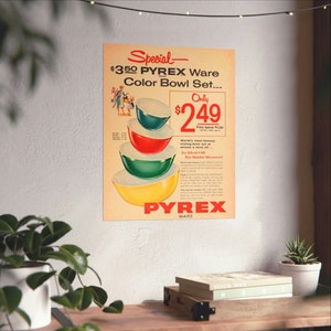 Vintage Pyrex Advertisement Matte Vertical Posters Pyrex Primary Mixing ...