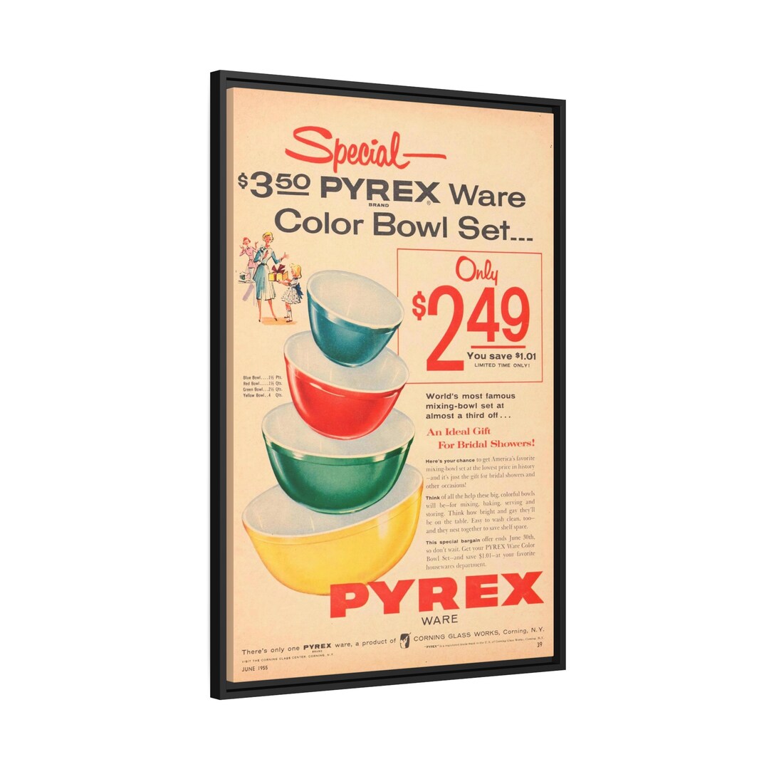 1950s Pyrex Ad Framed Canvas Print – Mid-century Kitchen Art - Etsy