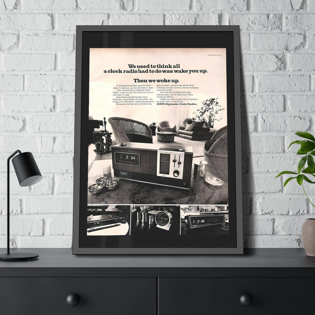 Sony Digimatic Vintage Clock Radio Advert | Framed 1970s Sony Flip ...