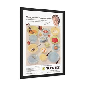 Retro Colored Pyrex Ad Poster - Vintage Kitchenware Print, Mid-century ...