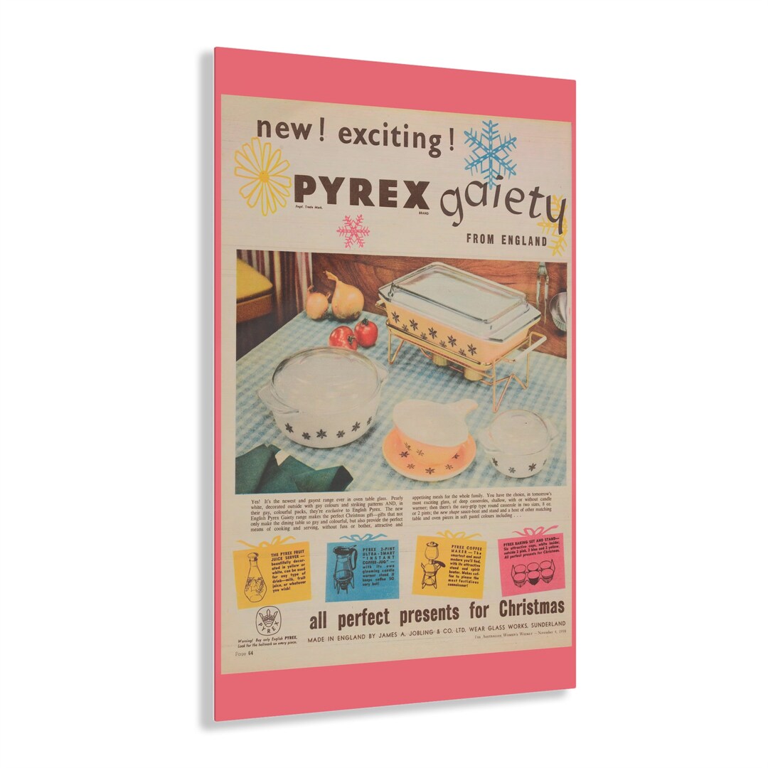 Pyrex Gaiety Vintage Pyrex Advertisement Acrylic Print. MCN Kitchen ...