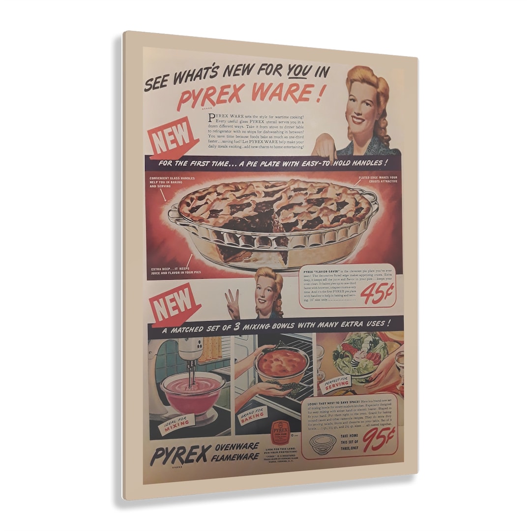 Vintage Pyrex Ware Ad Acrylic Print - Classic Kitchen Collectible With ...