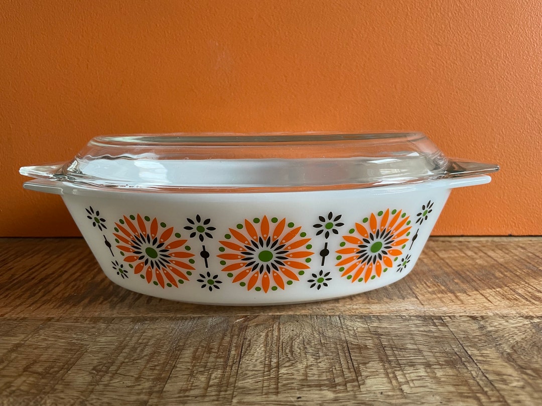 Pyrex Rare JAJ Pyrex Orange Iris Pyrex Medallion Casserole. Vintage JAJ ...