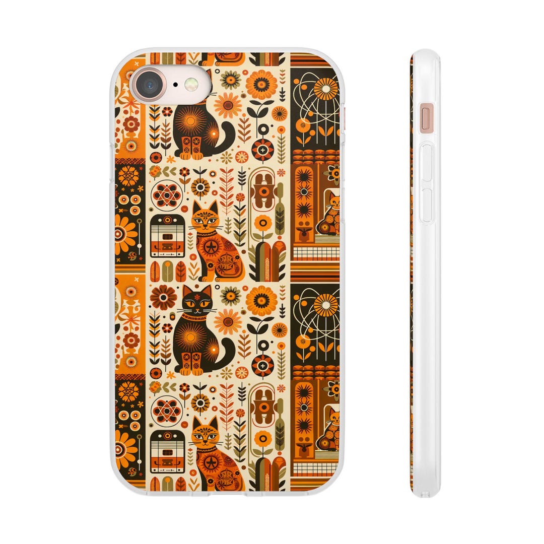 Mid-century Atomic Cats Flexi Phone Case | Space Age Pet Lover Design ...