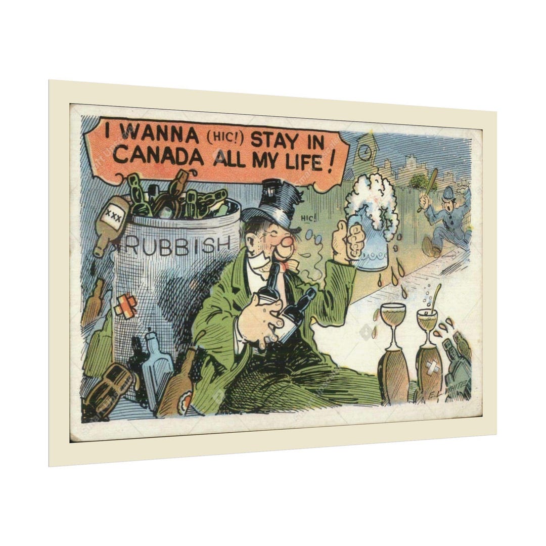 Vintage Prohibition-era Postcard Reproduction I Wanna Stay in Canada ...