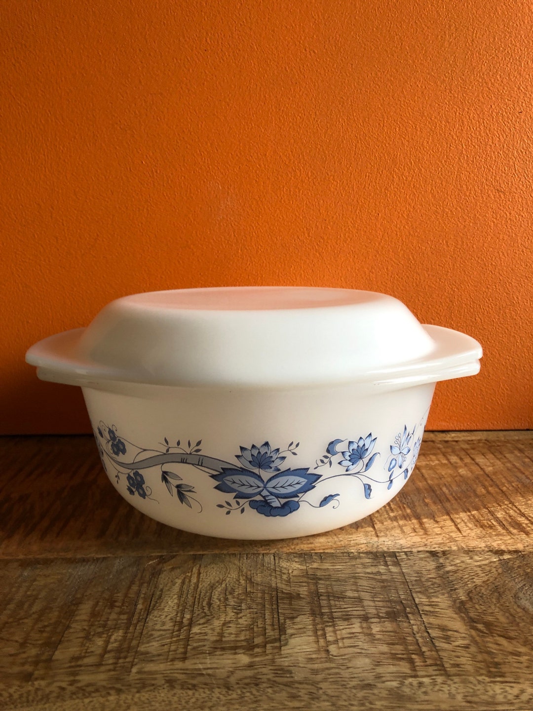 Vintage Arcopal France Casserole With Lid - Blue Onion Pattern - Mint ...