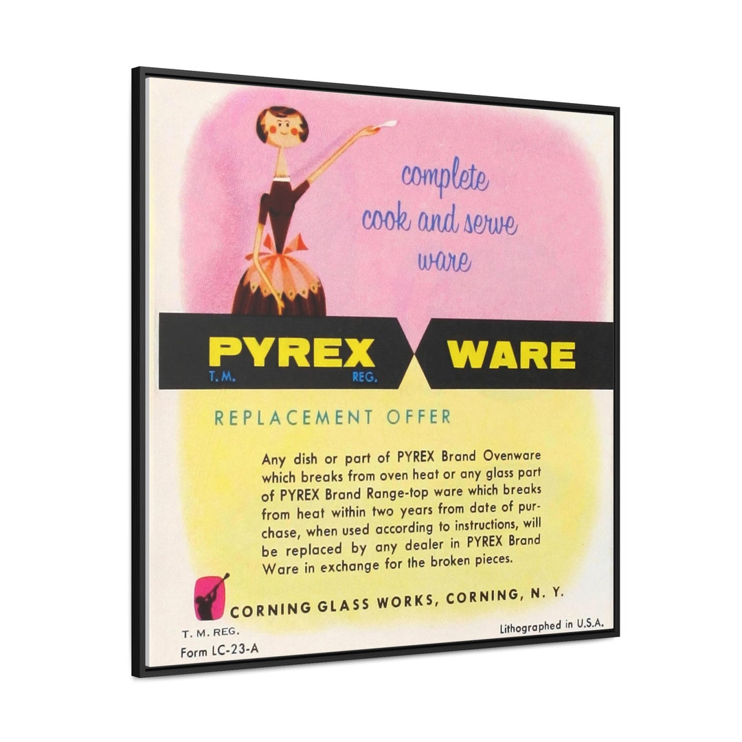 Vintage Pyrex Advertisement Canvas Print | Iconic 1950s Cookware Art ...