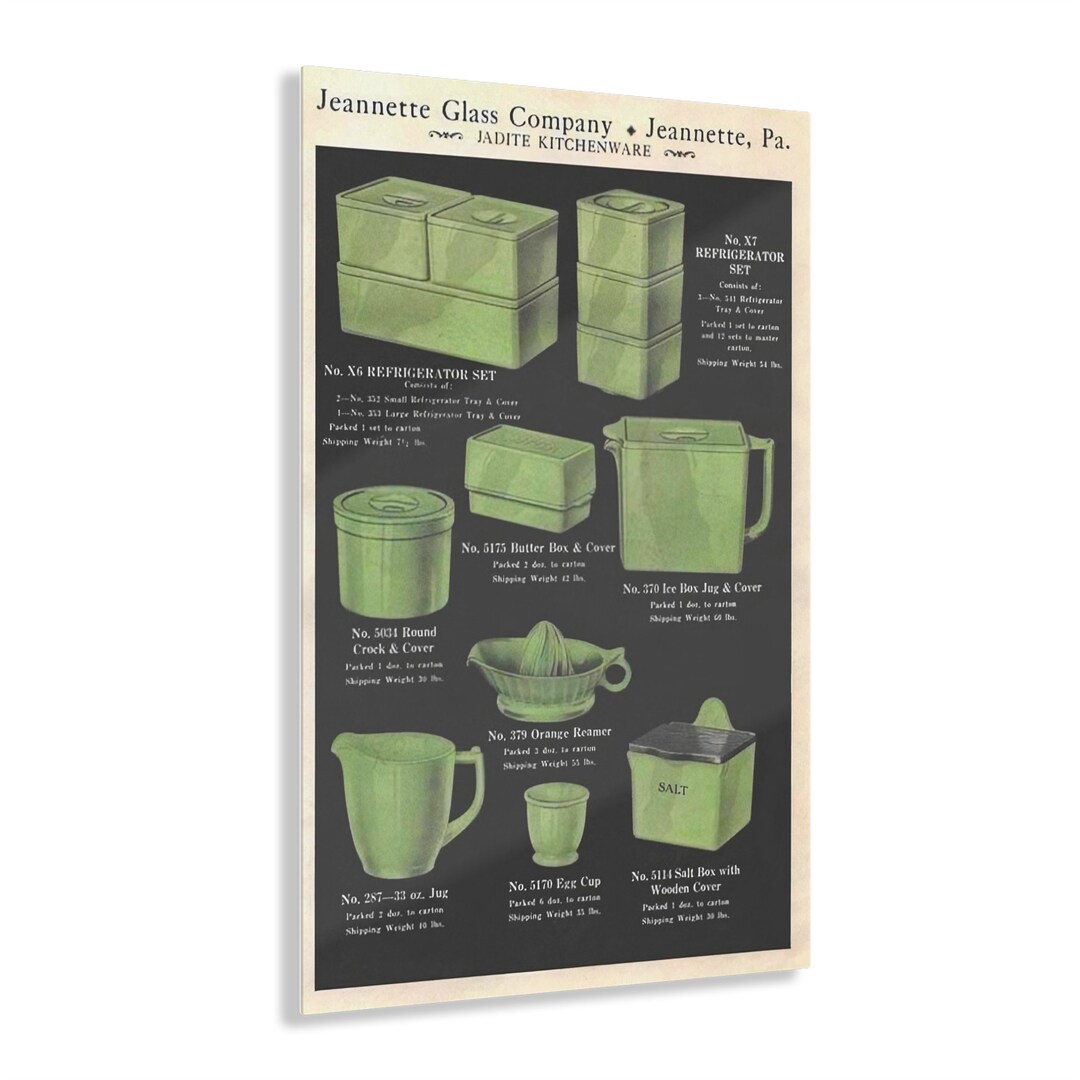 Vintage 1933 Fire King Jadeite Glassware Ad Acrylic Print Authentic ...